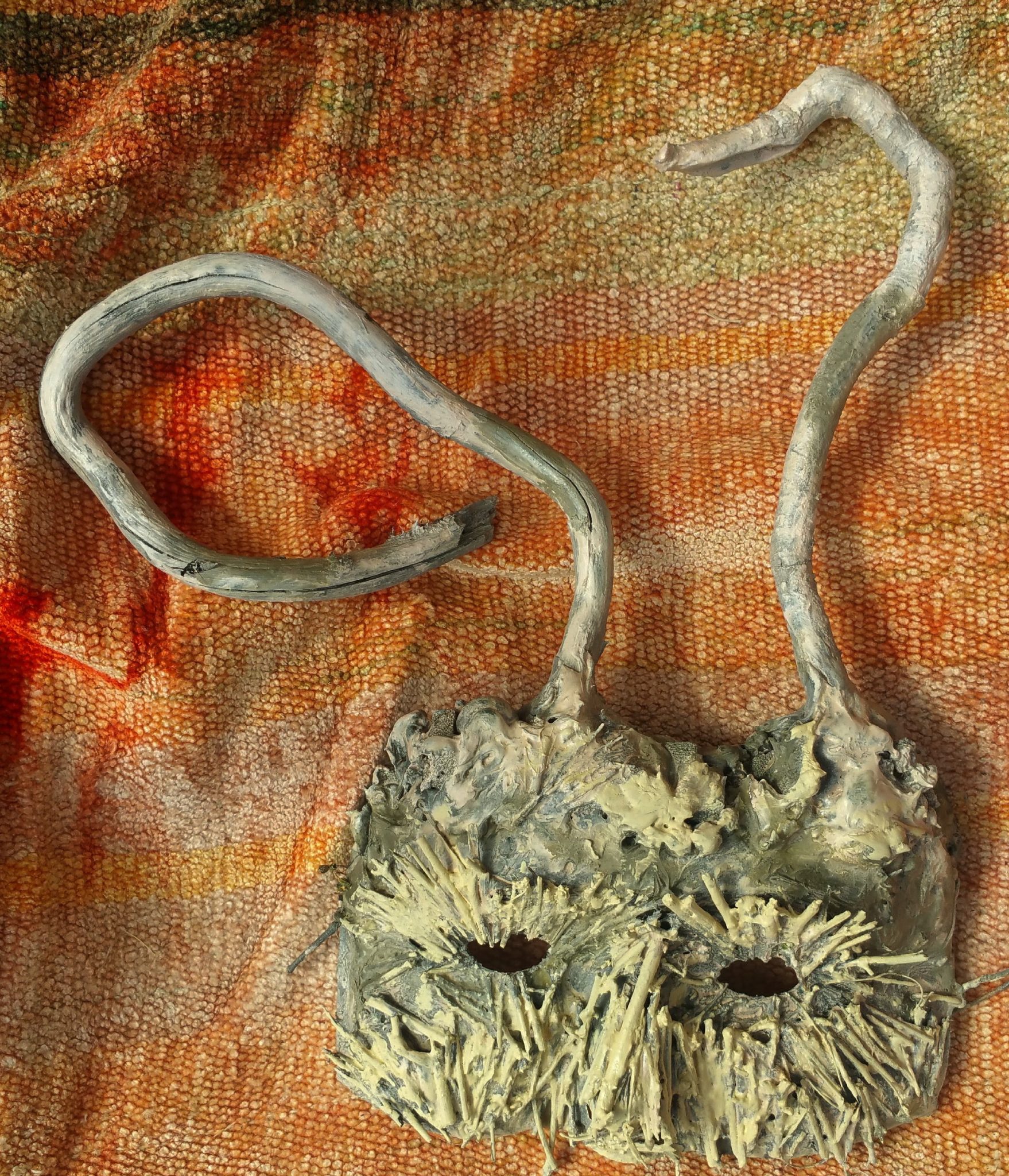 15. Horned Straw Face Forest Spirit, one of the kind mask by Linandara ...